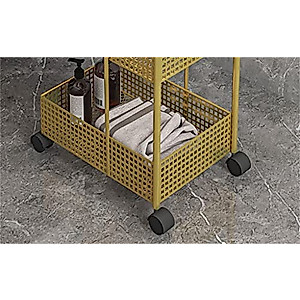 JYDQM Iron Rack Bedroom Kitchen Metal Mobile Bathroom Storage Rack Wheeled Trolley Gold Kitchen Cart Kitchen Island (Color : Gray, Size : 40x29x96)