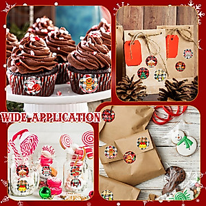 Fumete 1000 Pieces 2 Rolls Christmas Stickers 1.5 Inch 24 Designs Christmas Plaid Label Sticker for Kids Xmas Tree Santa Claus Elk Snowflake Envelope Seal Gift Decor for Christmas Card Party Supply