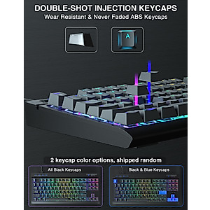 GOYIGO Mechanical Keyboard Clicky Blue Switches,75% TKL RGB Backlit Gaming Keyboard,Full Keys Anti-ghosting Programmable,USB-C Wired Computer Keyboards for PC/Mac,Black