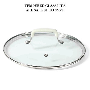 Martha Stewart Heathland Premium Nonstick PFA Free Ceramic Interior 10-Piece Tapered Aluminum Cookware Set - Linen White