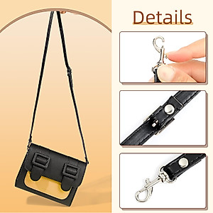 RAYNAG Adjustable Purse Strap Replacement Leather Handbag Shoulder Strap Replacement with Silver Metal Swivel Hooks, Black