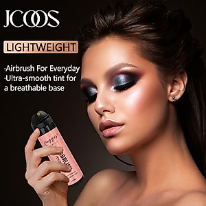 JCOOS Airbrush Foundation, Silk Airbrush Spray Foundation Full Coverage Foundation Makeup Primer Face Matte Foundation Kit Setting Powder, Foundation Brush, Natural Finish Lightweight Christmas Gifts