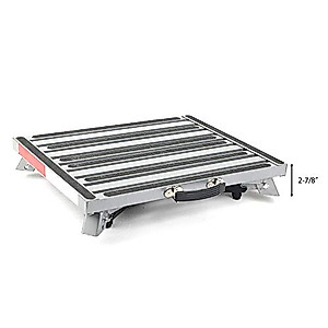 Prime 1 Safety RV Steps Extra Large Platform 19in x 14.5in Extra Size RV Folding Step Stool and Ladder, 600lbs, Height Adjustable, Aluminium with Reflective Stripe, Anti-Slip Surface and Extra Grip