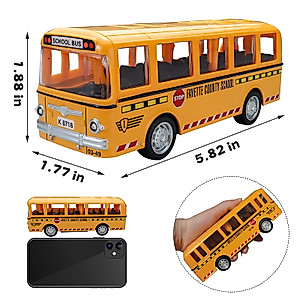 CORPER TOYS Bus Toys Die Cast Metal Toy Cars Pull Back School Bus Double Decker London Vehicles Friction Powered City Sightseeing Tour Bus Play Vehicle Toy Set for Kids 4 Pack