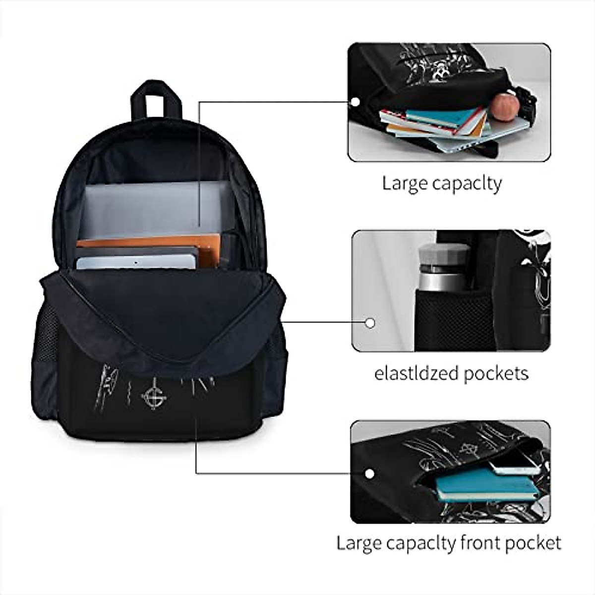 LIODFGLER ghost band logo unisex Lightweight backpack Traveling Backpack Multifunctional Cute Cool Lightweight Backpack Large Capacity