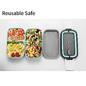 PVSpro JUST FOR YOU Bento Box Set with Insulated Tote, Mug & Cutlery Set, Stackable Bento Box for Lunch, Bento Kit Lunch Box with Handle, Large Bento Lunchbox Container, Japanese Bento (Sky blue)