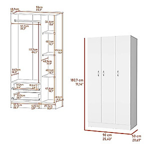 AMFSQJ Contemporary Miscellaneous Storage Closet with Hanging Rod, Versatile Organizer for Various Spaces, 35.43”*29.69”*71.14”H, White