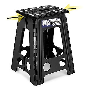 Delxo 17.5 Inch Folding Step Stool, Heavy Duty Foldable Stool for Adults,Premium Portable Collapsible Plastic Step Stool,Non Slip Folding Stools for Kitchen Bathroom Bedroom Up to 400LBS,(Black 1PC)