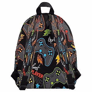 CUSPRINT Childish Backpack, Abstract Joystick Gamepad Black 14" Laptop Backpacks Bookbag for Grades 3-5, Lightweight