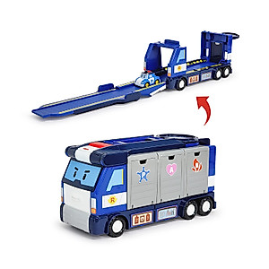 Robocar POLI Toys, Mobile Headquarters, 3-in-1 Transforming Police HQ Trailer Truck Toy with Vehicle Launchers & 1 Poli Die-Cast Car, Kids Toys for Ages 3 and up