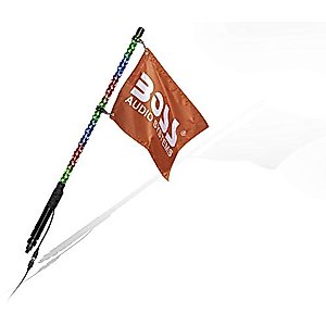 BOSS Audio Systems XP2 ATV Chasing LED Whip – 24 inch, 360-degree RGB Illumination, Control App, IP67 Weatherproof Rated, Easy Installation