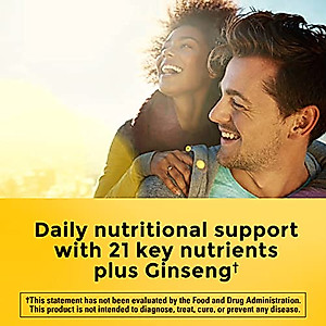 Nature Made Multi + Ginseng, Multivitamin for Women and Men, Daily Energy Supplement, One Per Day, 60 Capsules