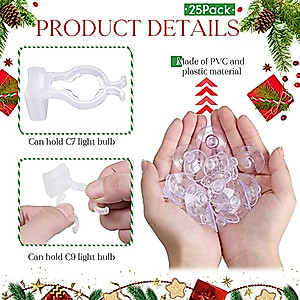 Christmas Light Suction Cup with Hook Window Suction Cup Christmas C7, C9 Light Clip Heavy Strength Heavy Duty Clear Plastic Transparent Suction Cup Light Bulb Mini Suction Cup Holder (25)