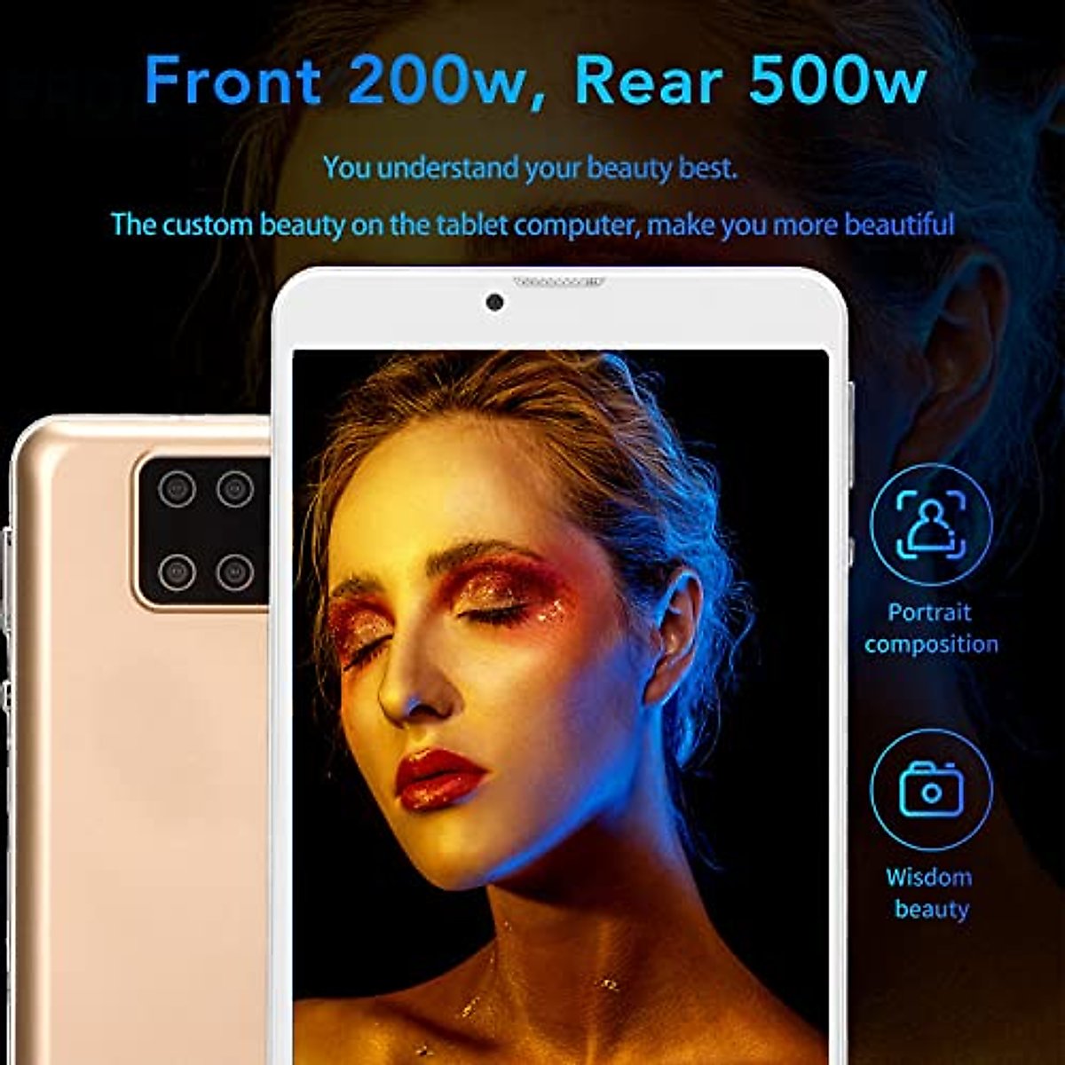 GOWENIC 7 inch Tablet, 1GB 16GB Tablet for Android 5.1, MT6592 Octa Core, Dual SIM GSM 7 Inch IPS Display, Front 0.3MP Rear 2MP, WiFi, Bluetooth, 3000 mAh, Gold(US)