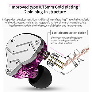 KZ ZSN Earphone in Ears Monitor with 1BA and 1DD, KZ High Fidelity in Ear Headphone Earbuds with 0.75mm 2 pin Cable, 1 Dynamic and 1 Balanced Armature Driver KZ Headphone (Black, NO Mic)