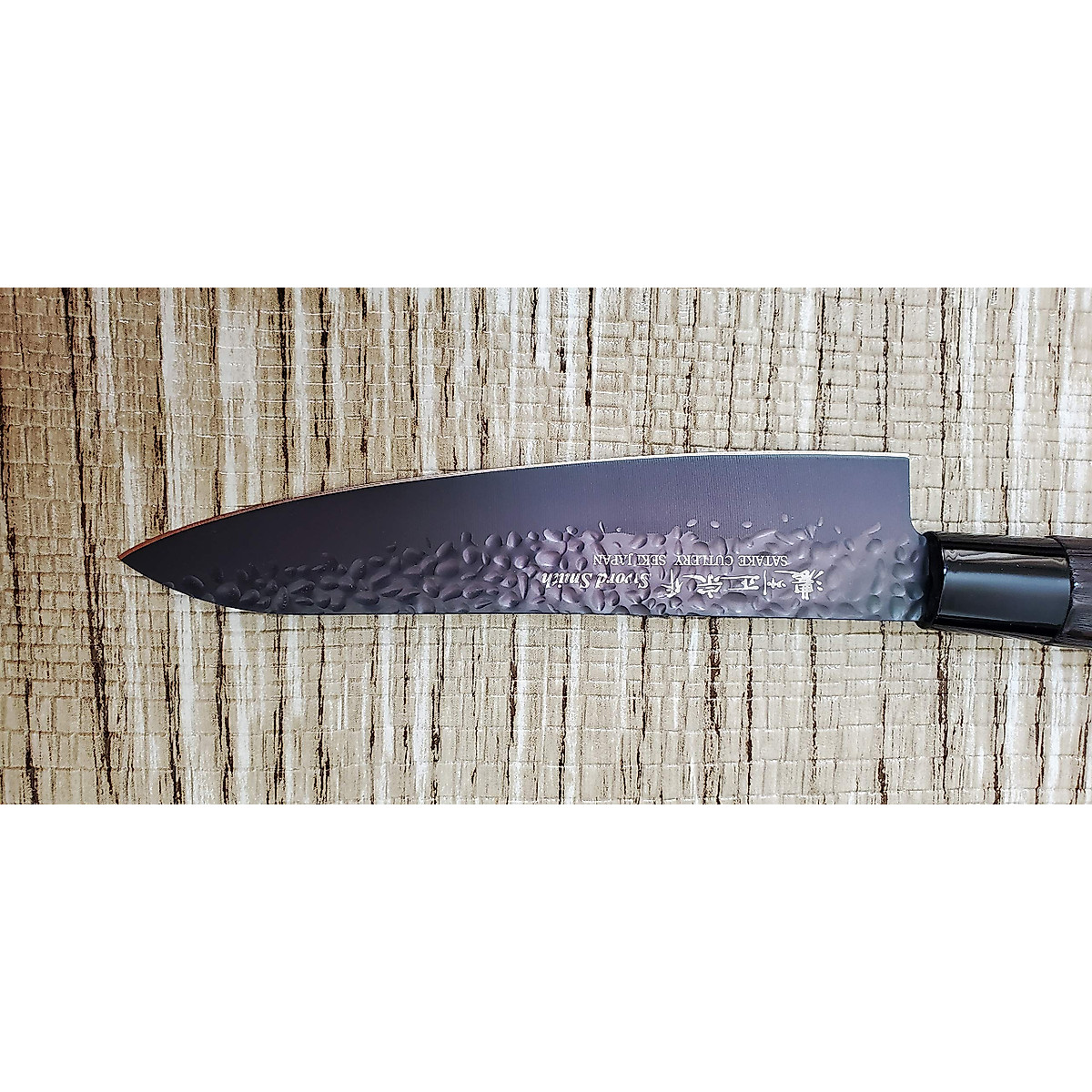 Satake Made in Japan Traditional Hammered Black Rust Resistant Molibdenium, Titanium Coated Chef's Knife (806-039 Santoku Blade 170mm)
