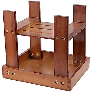 ZEONHAK 2 Pack 11 x 9 x 10 Inches Bamboo Step Stool, Bamboo Foot Stool, Bamboo Small Seat Stool for Garden, Living Room, Kitchen, Bathroom, Bedroom