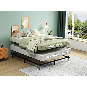 AROMUSTIME 7 Inch Box Spring Queen,Black Heavy Duty Metal Mattress Foundation/Easy Assembly/Non-Slip/No Noise/Easy Clean Fabric Cover