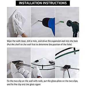 WAKLOND Bathroom Shelves, 2-Tier Glass Corner Shelf Wall Mounted,Corner Shower Shelf Tempered Glass Shelf for Storing Seasoning Bottle/Brush/Shower Gel/Soap/Shampoo (Silver-2) (Black)