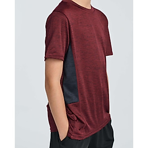 Real Essentials 5 Pack: Boys Girls Active Athletic Quick Dry Dri Fit Short Sleeve T-Shirts Crew Neck Tops Teen Gym Undershirts Tees Youth Basketball Moisture Wicking Tshirt-Set 5,Medium (8-10)