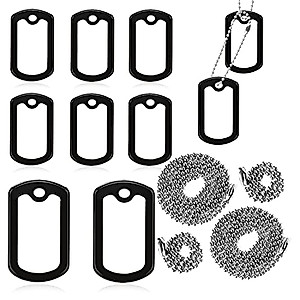Military Dog Tag Silencers,10 Pack Military Engraved Dog Tag Silicone Case with 4 Chains Black Army Dog Tags Silencers for Authentic Military Id Tags Rubbers Case to Reduce Noise and Protect Tag