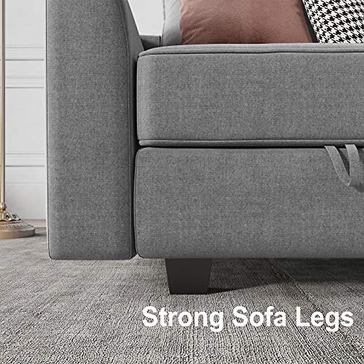 HONBAY Square Ottoman Module for Modular Sofa Couch, Grey