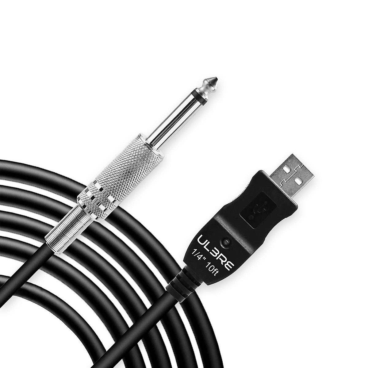 USB Guitar Cable Guitar Cord 10FT USB Male to 1/4 Inch TS Mono Jack Connector Cord Compatible Windows and MacOS Guitar Base to PC USB Connection Cable Adapter for Recording Instrument Singing