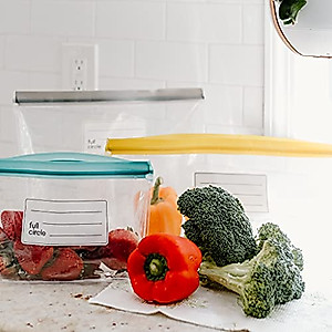 Full Circle Ziptuck Reusable Produce Bags - Set of 3 BPA-Free Food Storage Bags Includes Fruit Bag, Stalks Bag and Large Veggie Bag - Leakproof Ziplock Seal Food Saver Bags