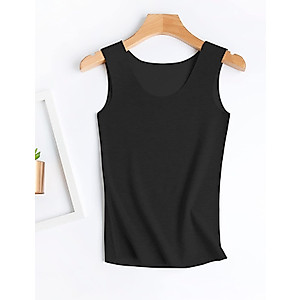 YYA Women's Sexy Sleeveless Cropped Tank Tops Thermal Vest Thick Tank-Top Sleeveless Camisole B-Black