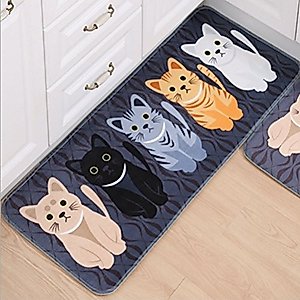 Gydthdeix Rectangle Cartoon Lovely Cats Kitty Pattern Mat Rug for Stairway Toilet Floor Bedroom Living Room Bathroom Kitchen Home Decoration Area