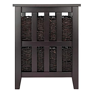 Winsome Morris 25.04" x 20.08" x 16.54" Wood Side Table With 2 Foldable Baskets, Espresso