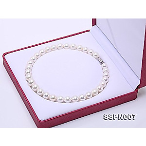JYX Pearl Necklace 12-14mm White South Sea Pearl Necklace AAAA Round Women Sea Water Pearl Necklace 18"