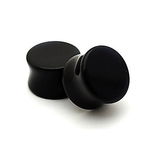 Mystic Metals Body Jewelry Black Agate Stone Plugs - 1/2 Inch - 12mm - Sold As a Pair