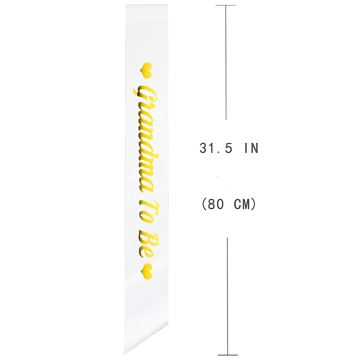 Grandma to be Sash, White Satin with Gold Font with Heart, Best Baby Shower Decorations Grandmother Gifts, Baby Boy Or Girl Neutral