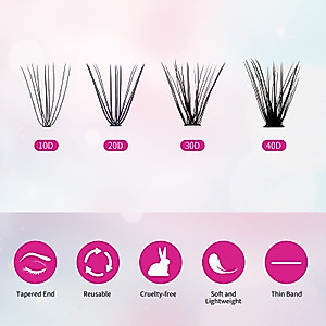 DIY Eyelash Extension Large Tray 10D 20D 30D 40D Cluster Lashes Mixed Tray Natural Long Mink Individual Lashes Reusable False Eyelashes Extension (20D-0.07-C, 8-16mm)