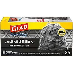 Glad Large Drawstring Trash Bags, ForceFlex 30 Gallon Black Trash Bags, 25 Count