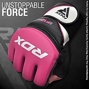 RDX Women's MMA Gloves Grappling Martial Arts Sparring Punching Bag Cage Fighting Maya Hide Leather Mitts Combat Training