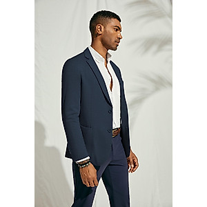 PJ PAUL JONES Blazer for Men Mens Lightweight Suit Jacket Notch Lapel Regular Fit Stretch Knit Sport Coats Navy Blue XL