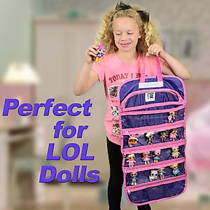 EASYVIEW Toy Storage Organizer Case Compatible Real Littles Mini Brands Unicorn Squad (Purple-Pink)