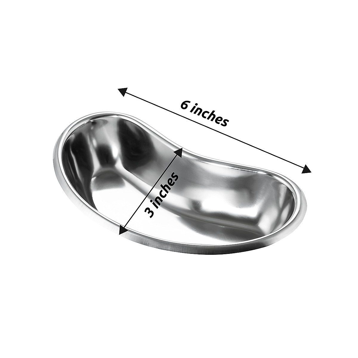 WG inc Kidney Tray Basin Emesis Stainless Steel 304 Grade Dental Surgical Utility Dish Thick Gauge Reusable containers Soiled dressings Mixing Organizers (Small (6 Inch))