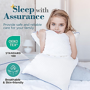 viewstar Pillows Queen Size Set of 2, Firm and Supportive Shredded Memory Foam Pillows, Adjustable Loft Back Side Sleeper Bed Pillow with Washable Removable Cover, 20"x 30"