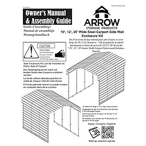 Arrow Carports Galvanized Steel Carport, with 2-Sided Enclosure, Compact Car Metal Carport Kit, 10' x 15' x 7', Eggshell
