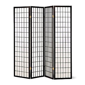 SQUARE FURNITURE Panel Shoji Screen Room Divider 3-10 Panel (4 Panel, Black, White, Cherry, Natural)