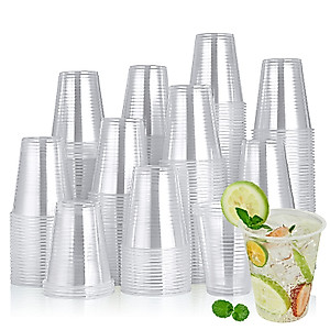 Turbo Bee 320 Pack 12oz Clear Plastic Cups,Disposable Drinking Cups,Transparent Hot and Cold Drink Container for Water, Juice, Soda, Milk