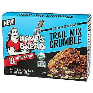 Dave's Killer Bread Organic Snack Bar, Trail Mix Crumble, 19g Whole Grains, No Artificial Ingredients or Preservatives, Kosher, USDA Certified Organic, Non-GMO, 4 Count, 7 Ounce (Pack of 6)
