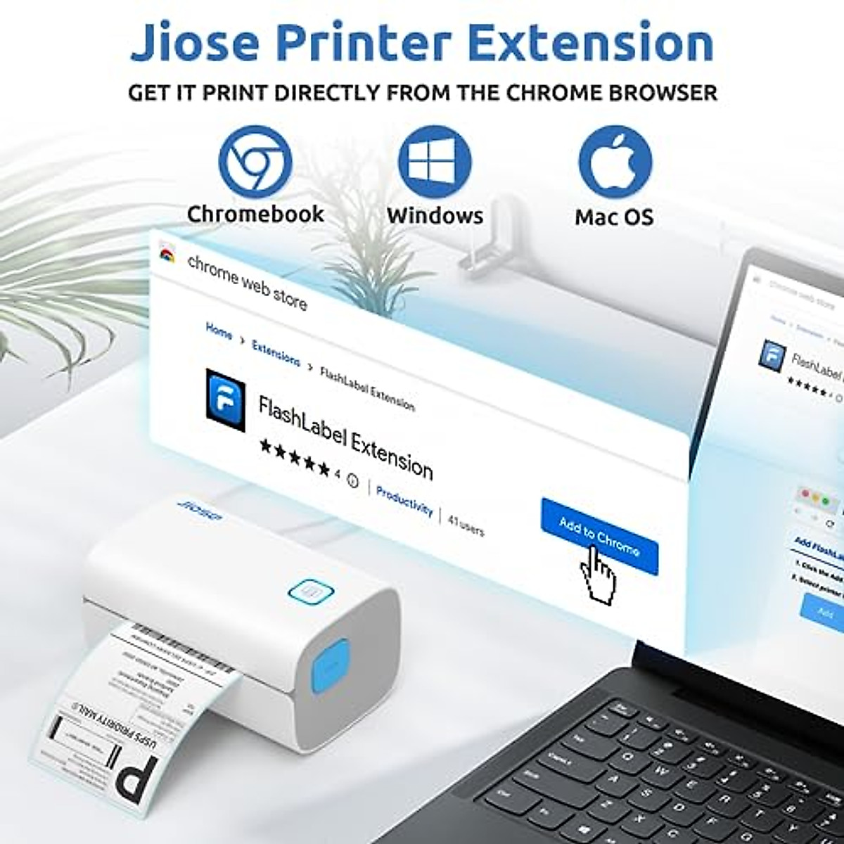 Jiose Thermal Label Printer - 4x6 Label Printer for Small Business Shipping Packages - One-Click Printing on Windows Mac Chrome Systems,Support USPS Shopify Ebay etc (Gray)