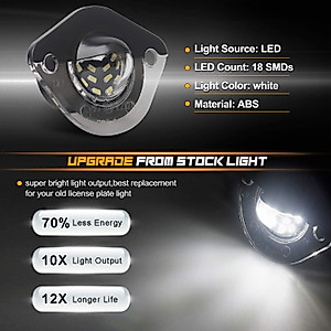 RUXIFEY License Plate Light Replacement Compatible with 1994-2004 Ford Mustang Pickup Truck, 6000K White, Pack of 2