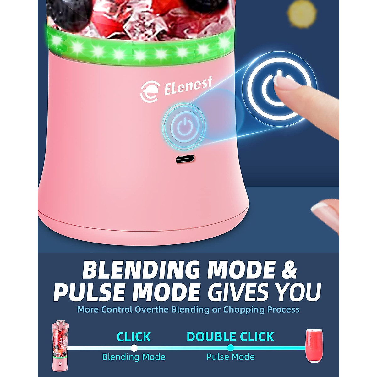 Portable Blender, Personal Blender for Shakes and Smoothies in the Kitchen, Personal Size Blender with Rechargeable USB, Best Kitchen Gadget 20 Oz Traveling Fruit and Veggie Juicer Cup With 6 Blades