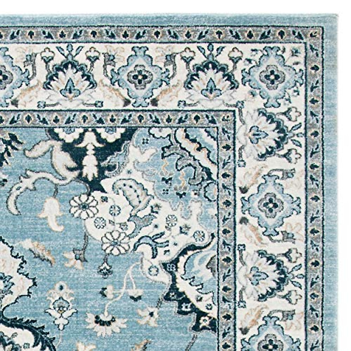 SAFAVIEH Isabella Collection 4' x 6' Light Blue/Cream ISA921M Oriental Non-Shedding Living Room Bedroom Accent Rug