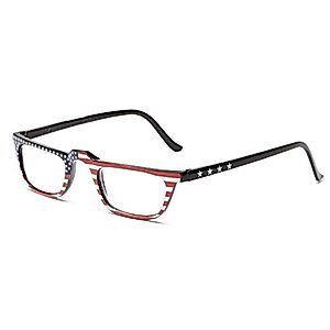 The All American Reader Reading Glasses, Rectangle Style Fully Magnified Eyeglasses for Men and Women + 2.50 Stars on One Side